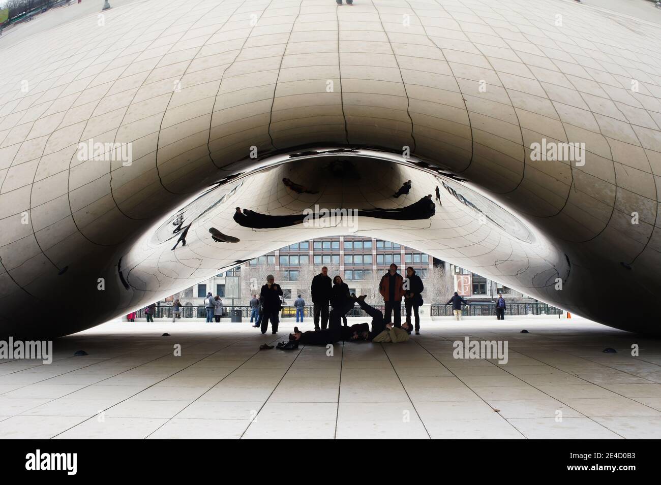 Chicago, JAN 31, 2012 - The beautiful Cloud Gate at Millennium Park ...