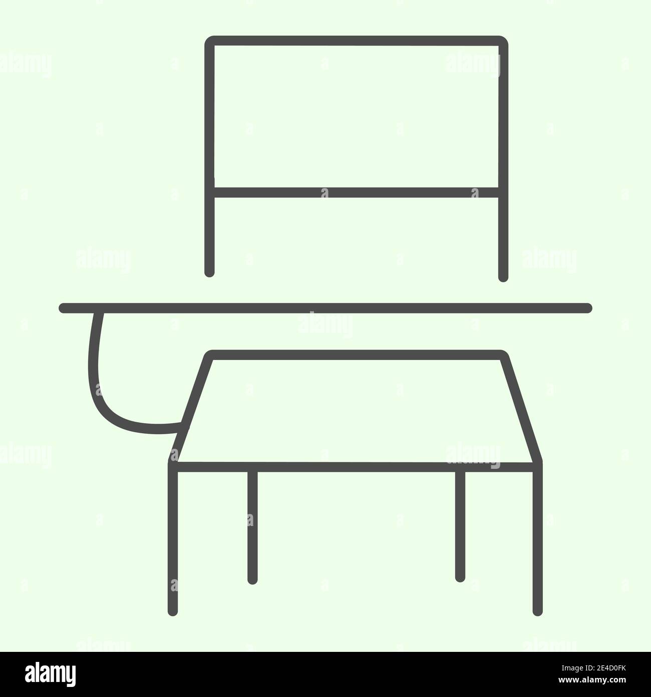 School desk thin line icon. Classroom student table and chair outline ... School desk thin line icon. Classroom student table and chair outline ...