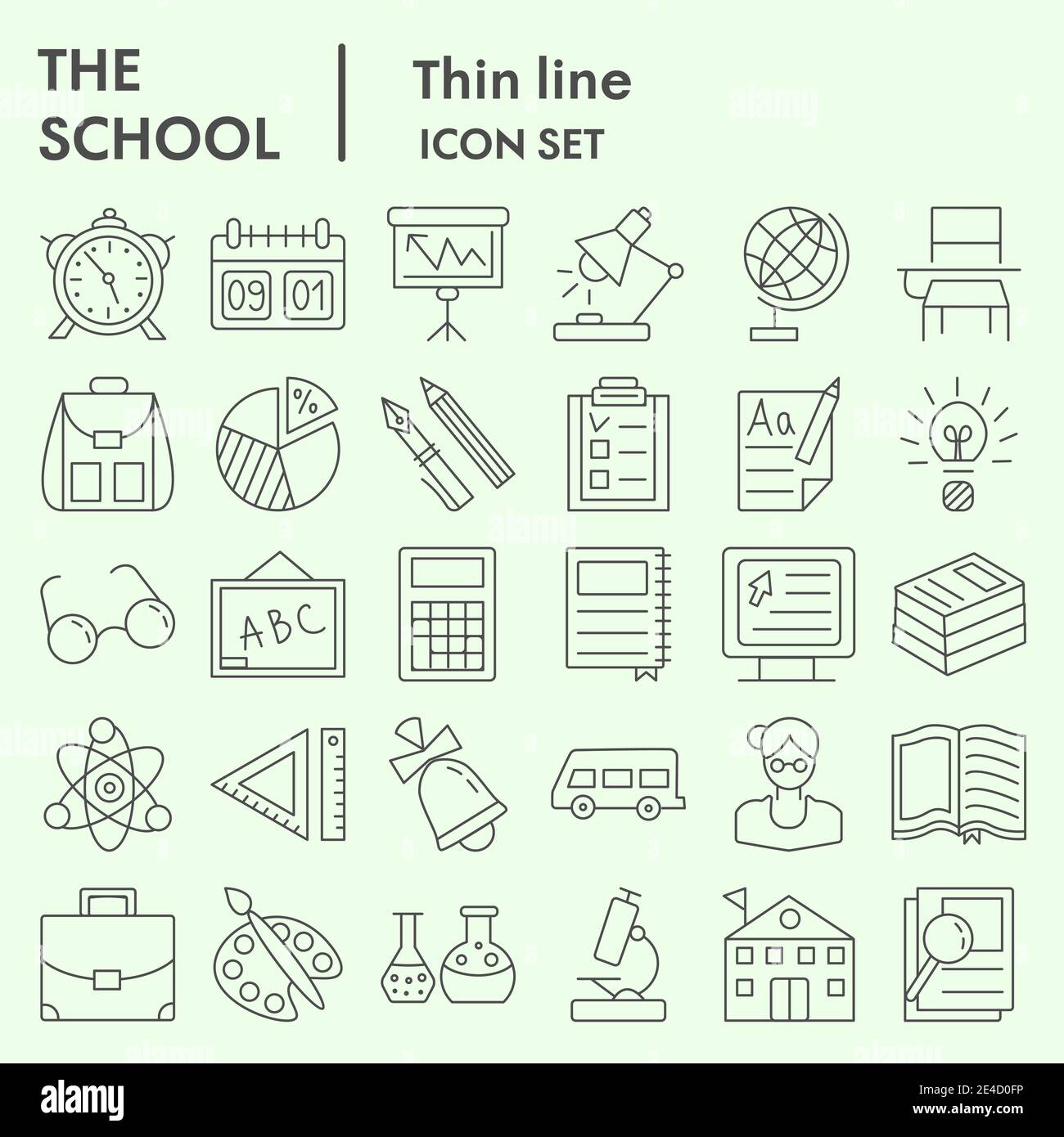 Education and school thin line icon set, study symbols set collection ...