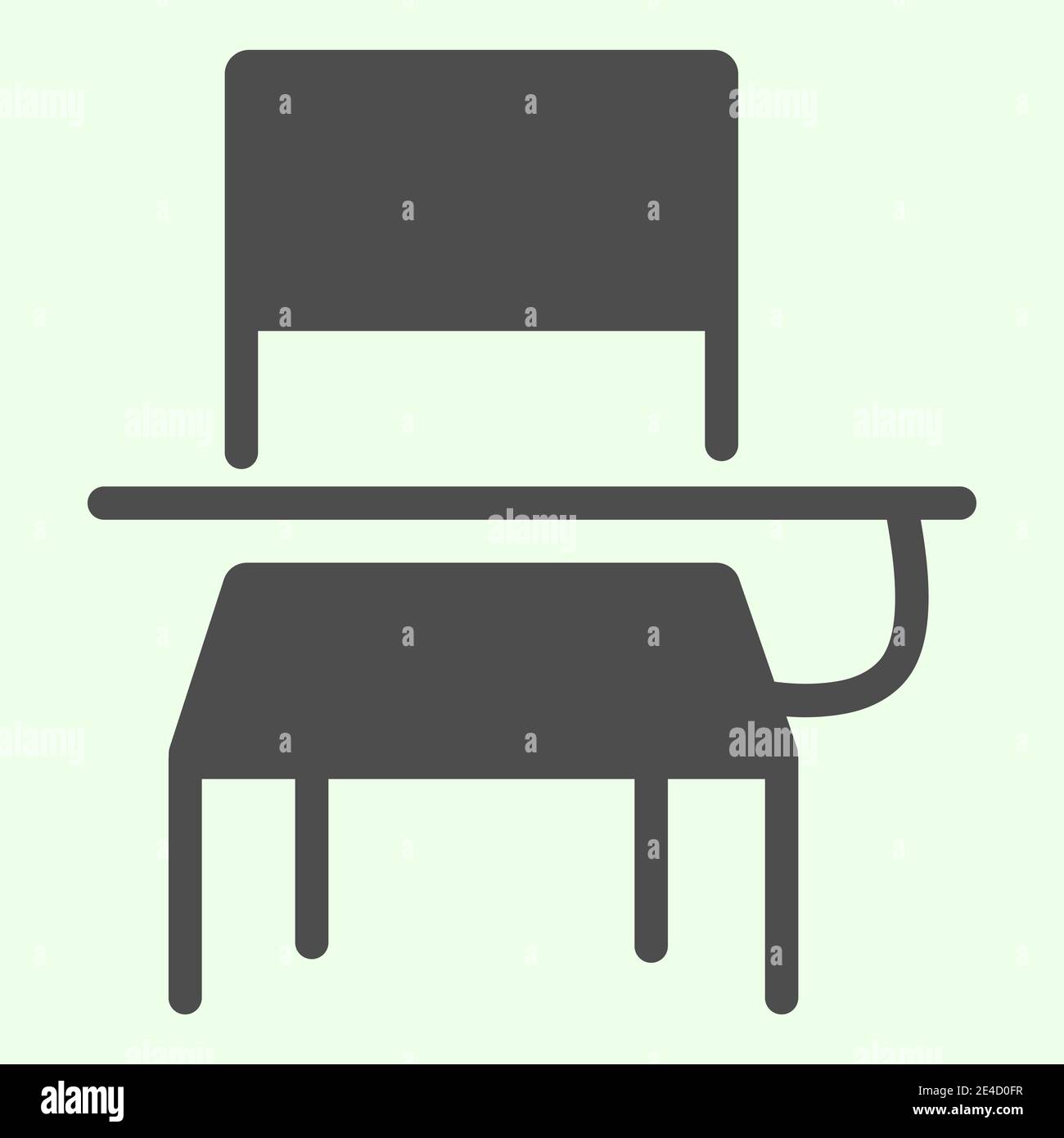School desk solid icon. Classroom student table and chair glyph style ...