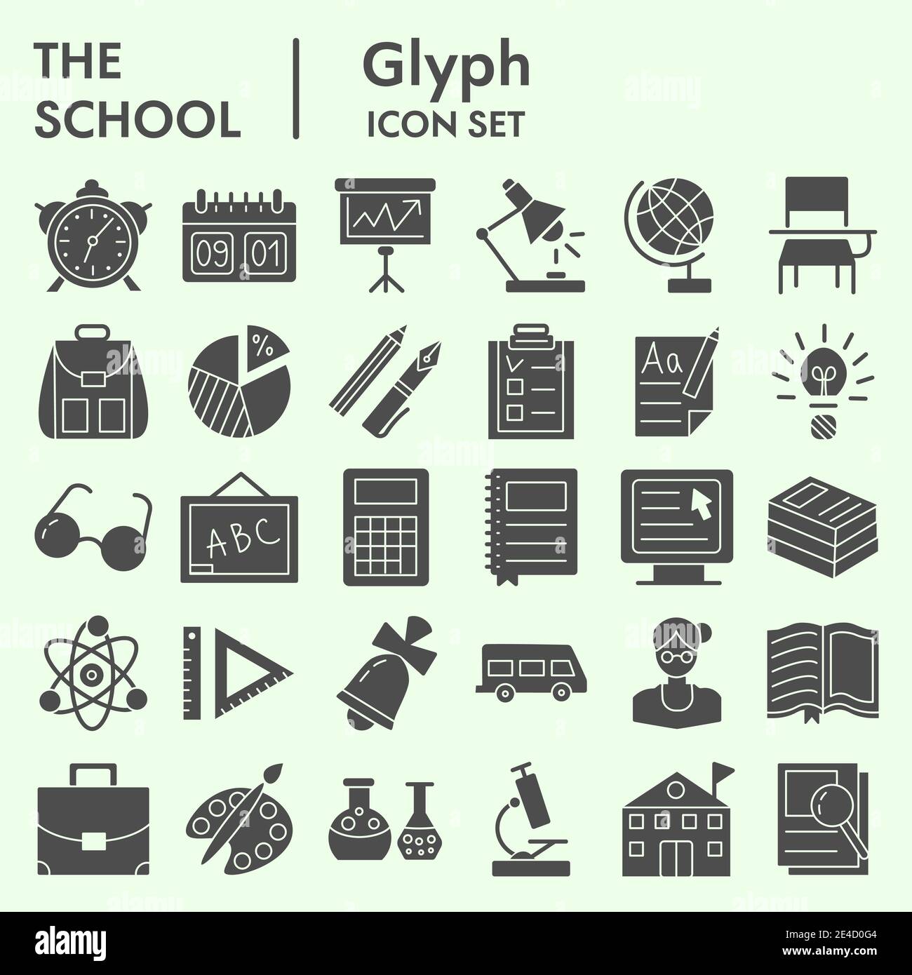 Education and school solid icon set, study symbols set collection or ...
