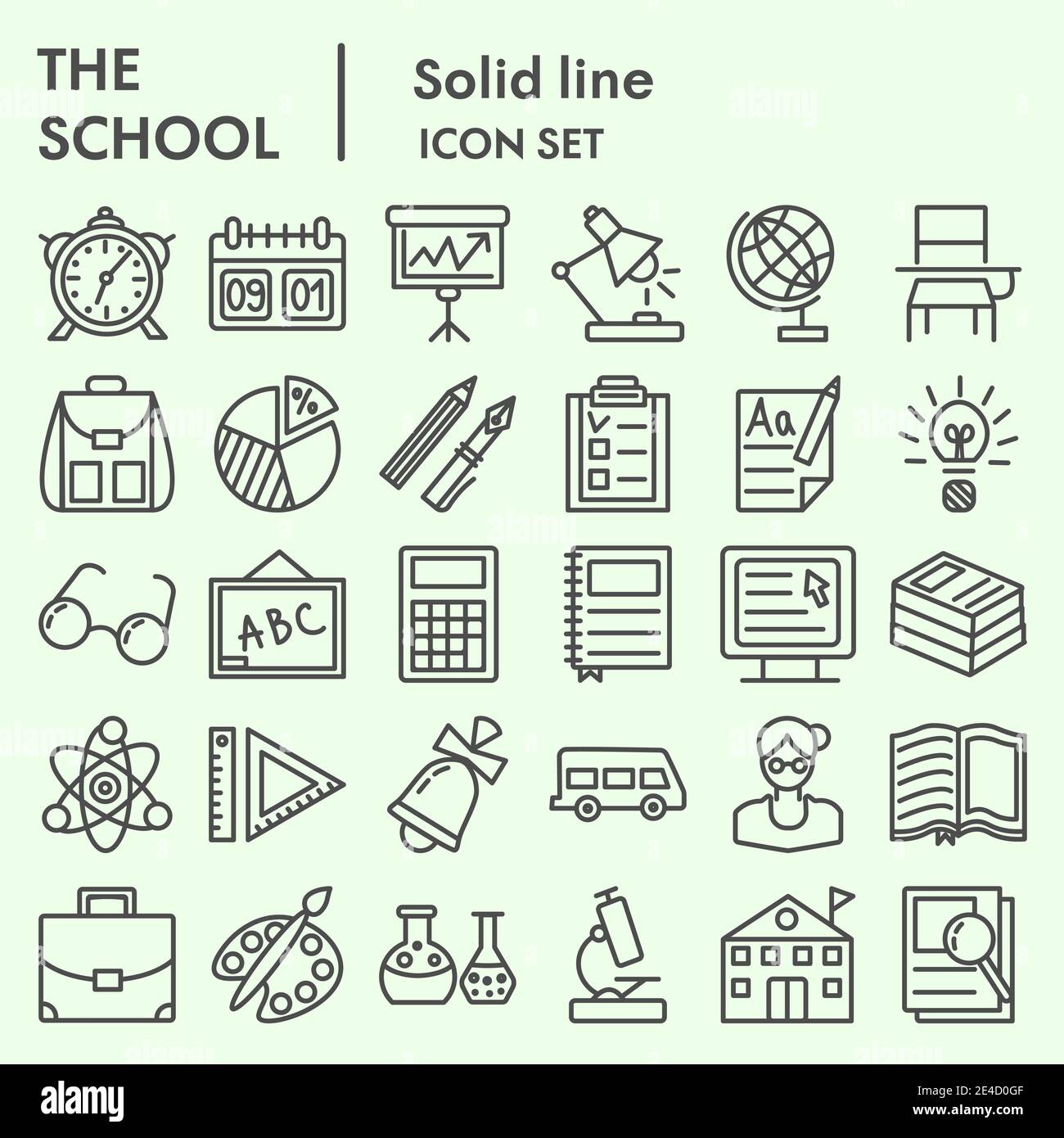 Education and school line icon set, study symbols set collection or ...