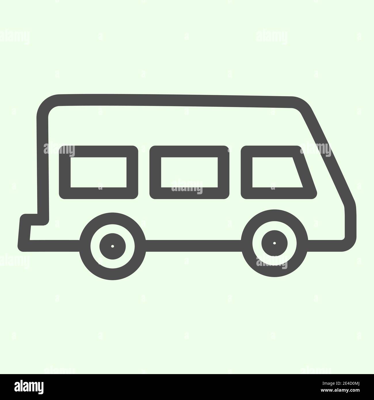 School bus line icon. Retro minivan or minibus outline style pictogram ...
