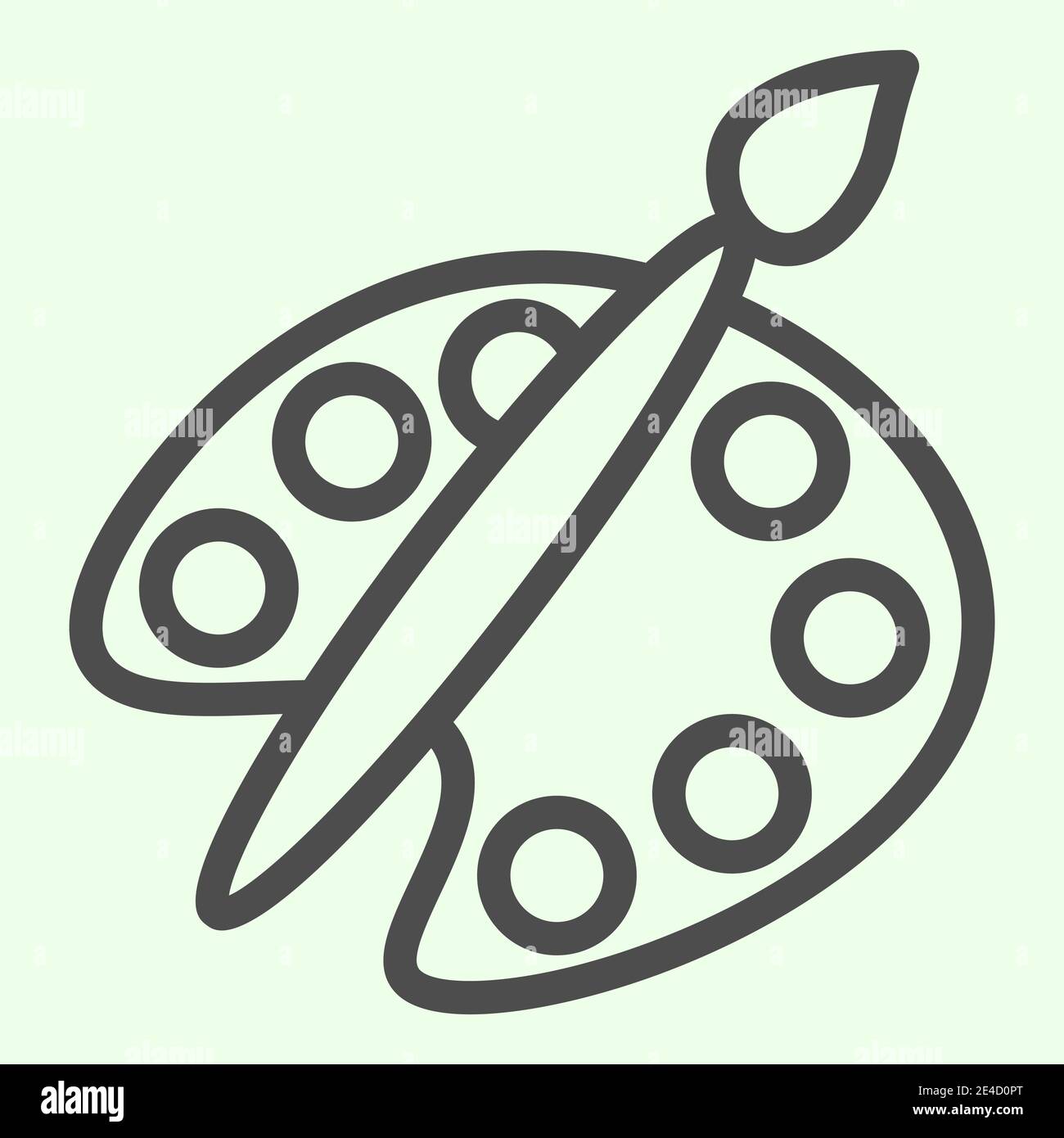 Paints line icon. Palette with paint and brush outline style pictogram ...