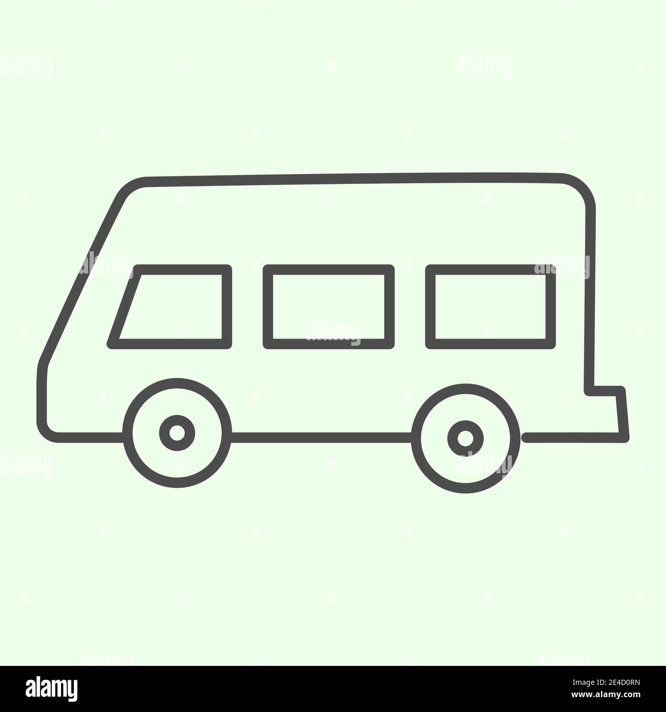 School bus thin line icon. Retro minivan or minibus outline style ...