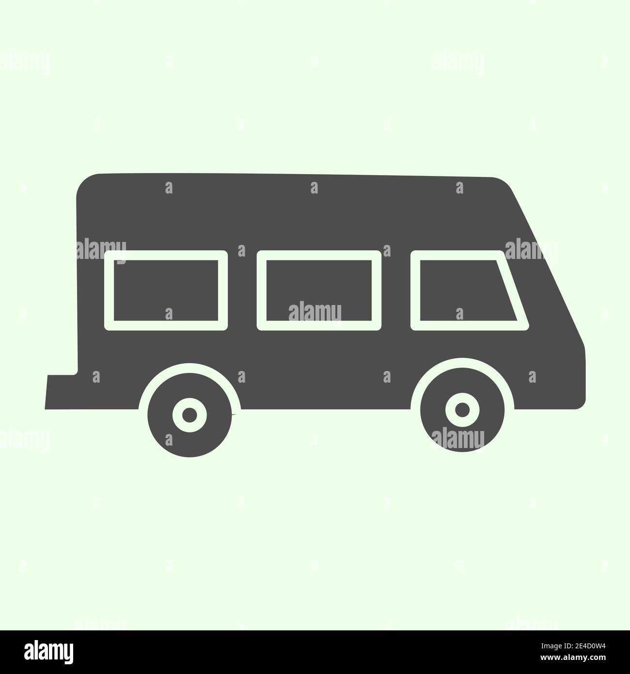 School bus solid icon. Retro minivan or minibus glyph style pictogram ...