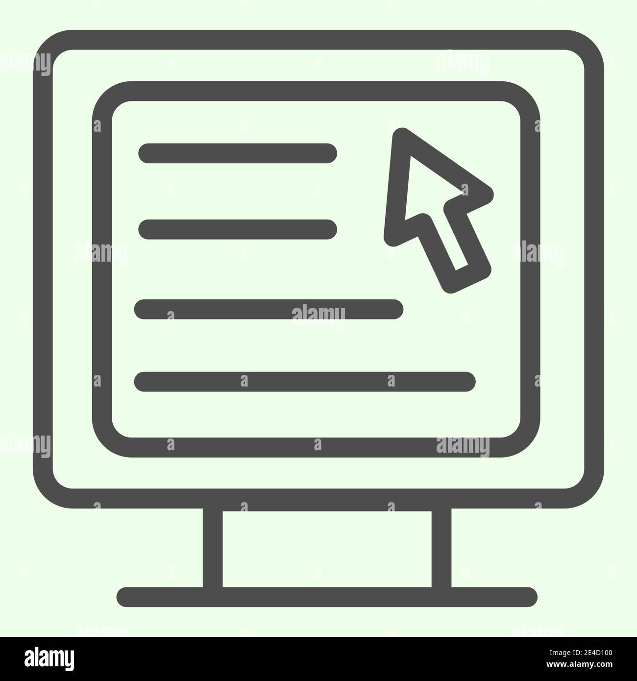 Computer line icon. Webpage with cursor on monitor outline style ...