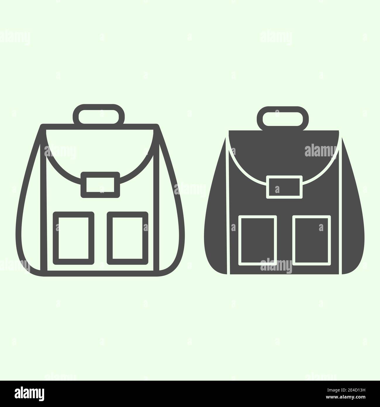 Backpack line and solid icon. Student personal school bag outline style ...