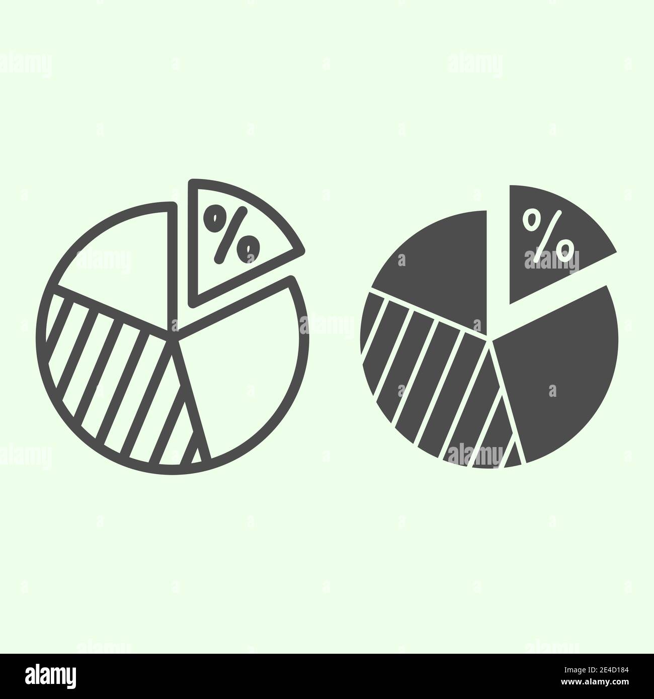 Circular diagram line and solid icon. Pie chart with percent sign ...