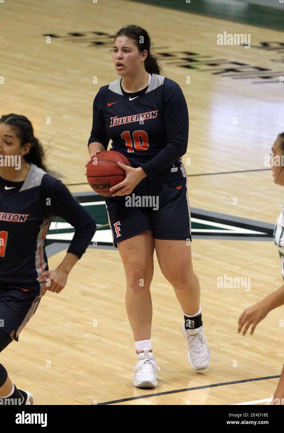 January 22, 2021 - CSU Fullerton Titans forward Megan Nieto #10 looks ...