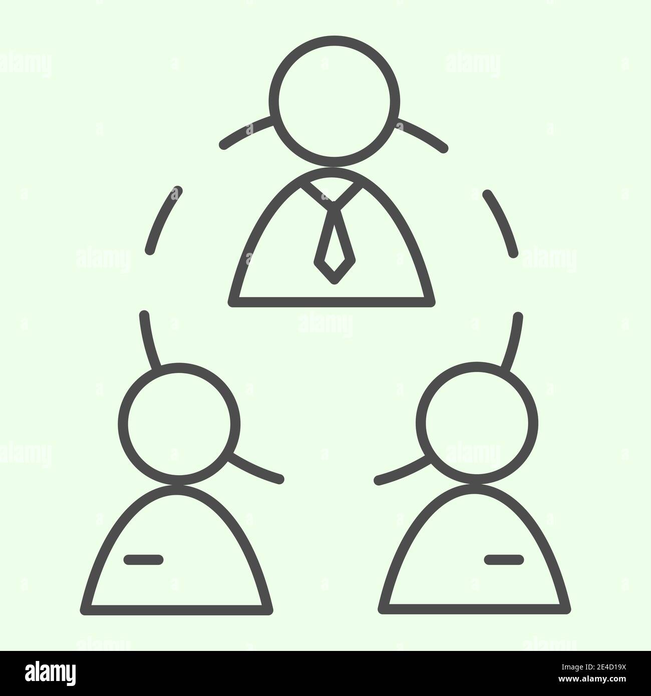 Business team thin line icon. Office workgroup with employees and boss ...