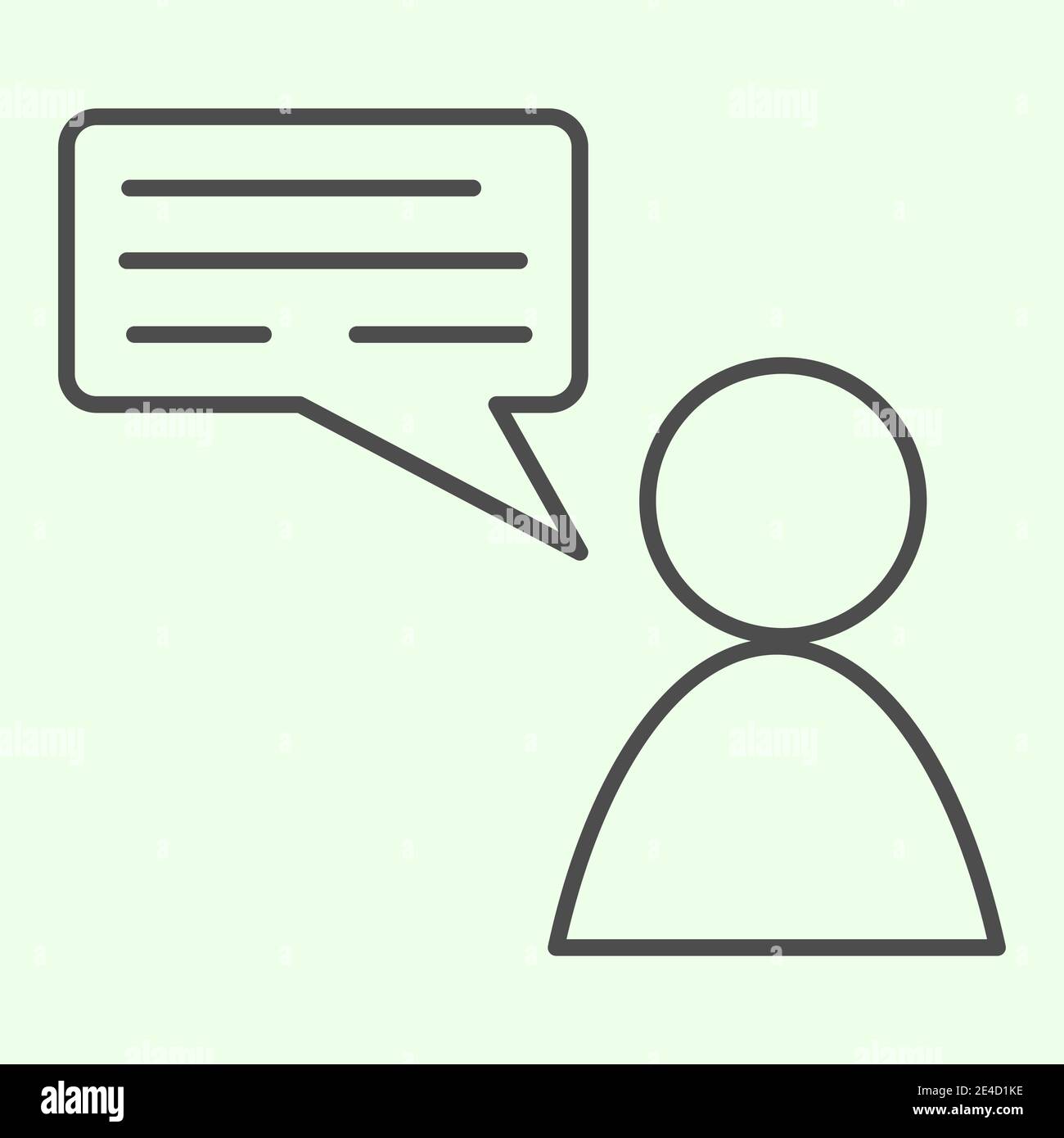 Employee talk thin line icon. Business manager with chat message ...