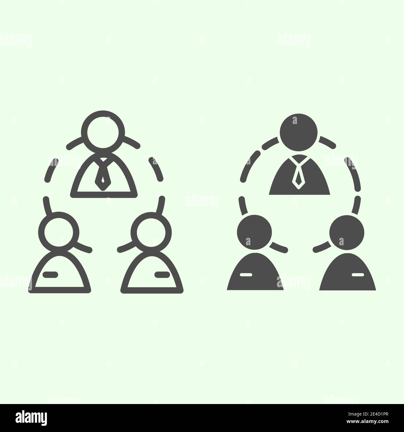 Business team line and solid icon. Office workgroup with employees and ...