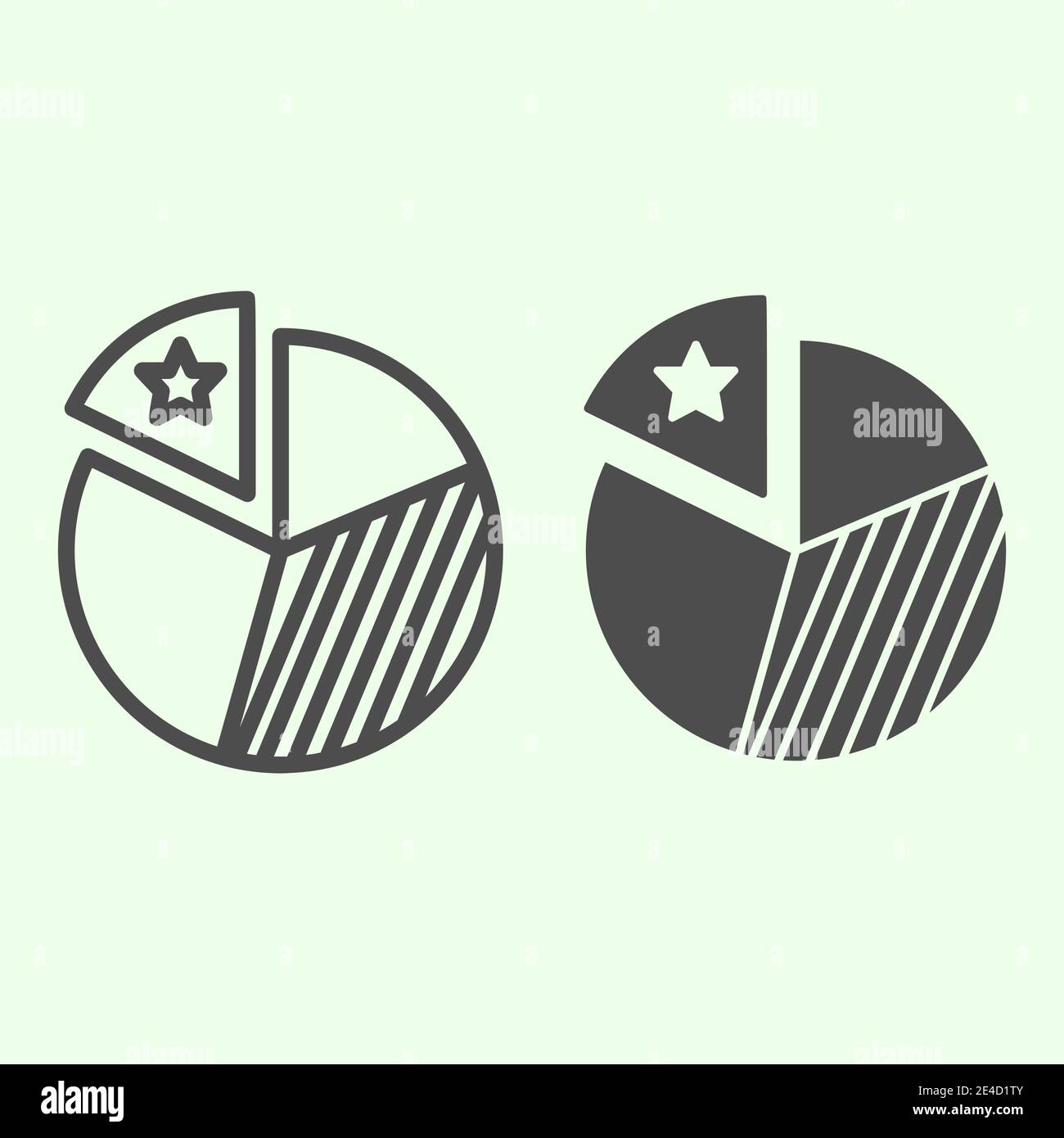 Diagram line and solid icon. Pie chart with marked part outline style ...