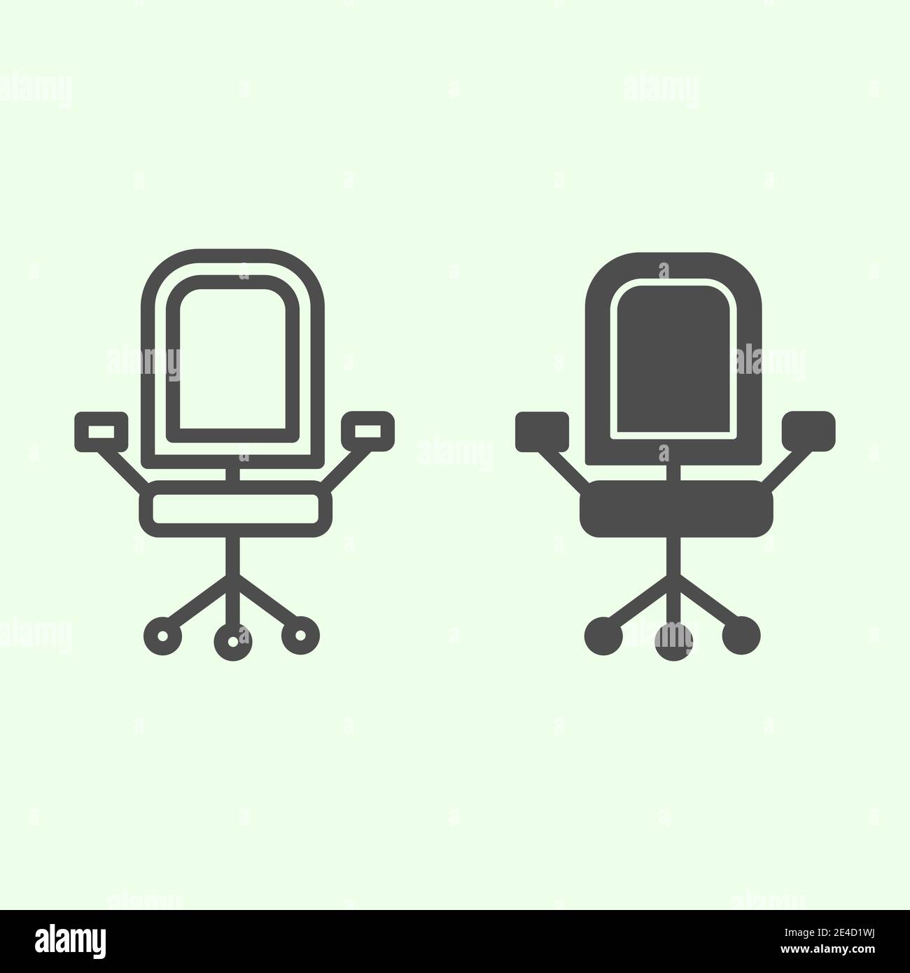 Office chair line and solid icon. Armchair with wheels comfortable ...