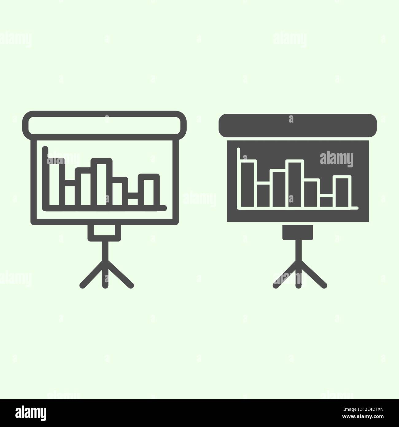 Business presentation stand line and solid icon. Flip chart with ...