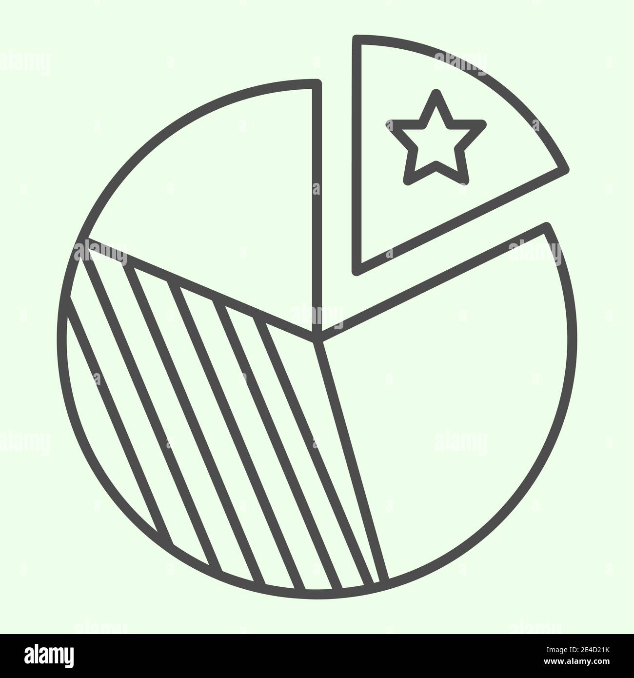 Diagram thin line icon. Pie chart with marked part outline style ...
