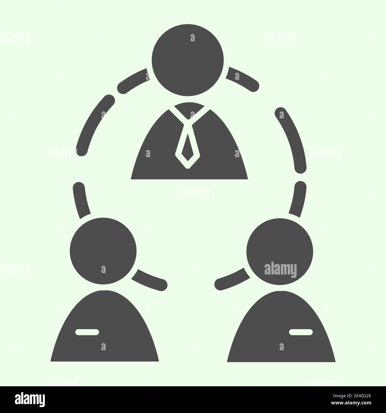 Business team solid icon. Office workgroup with employees and boss ...