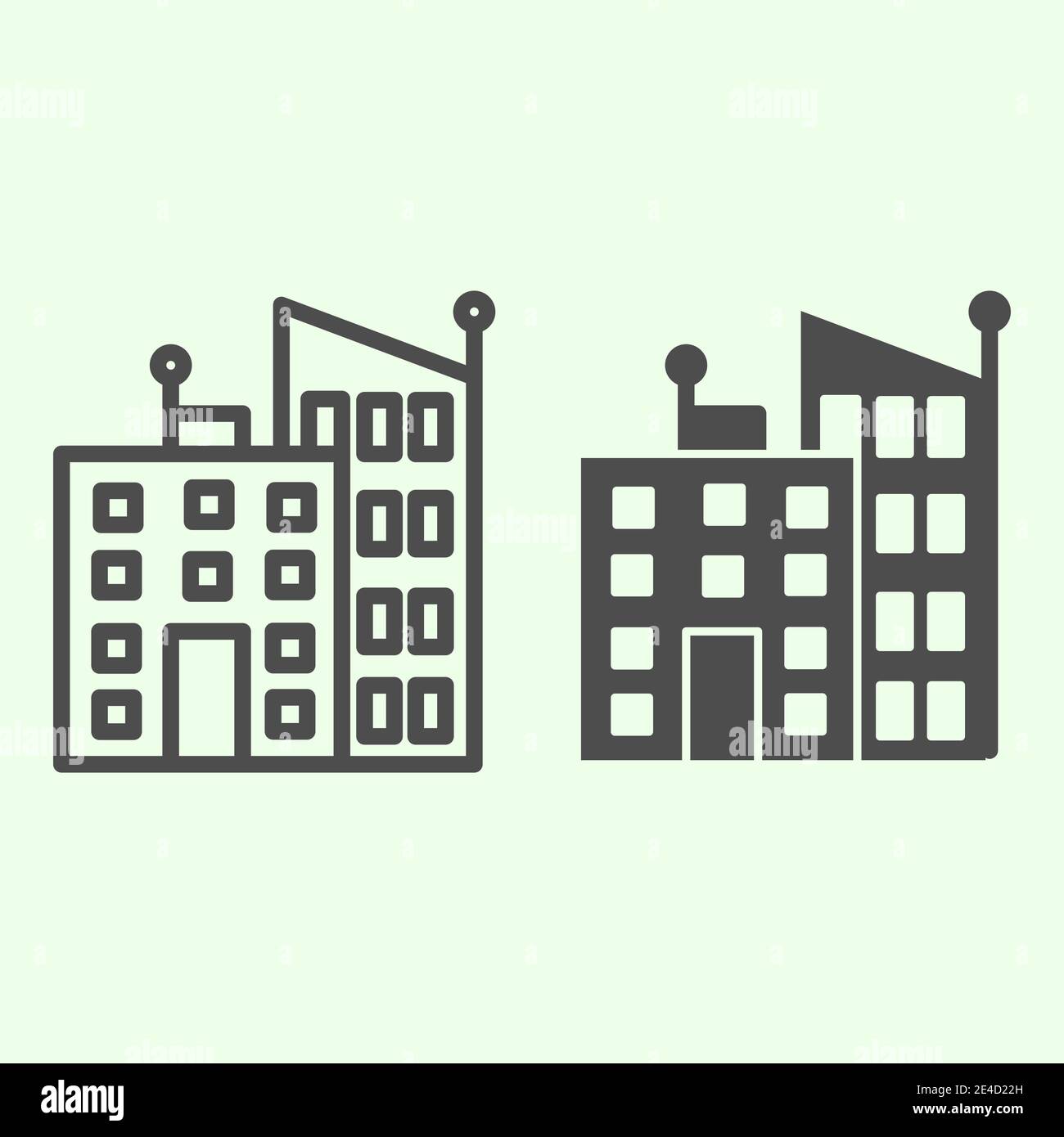 Office building line and solid icon. Urban business architecture ...