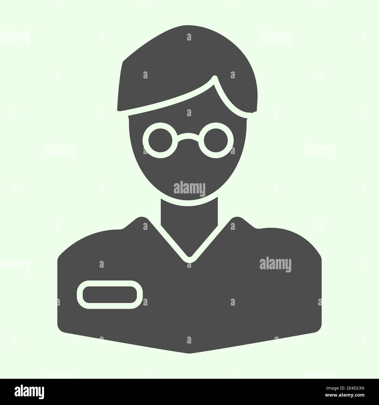 Scientist solid icon. Researcher or chemist man in spectacles glyph ...