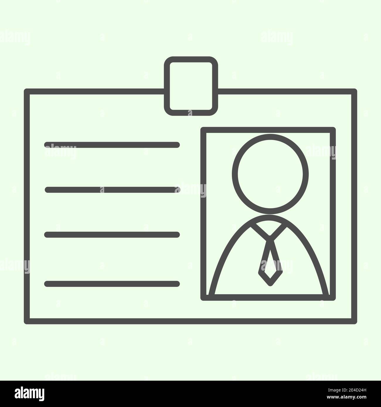 Badge thin line icon. Personal employee identity card with photo ...