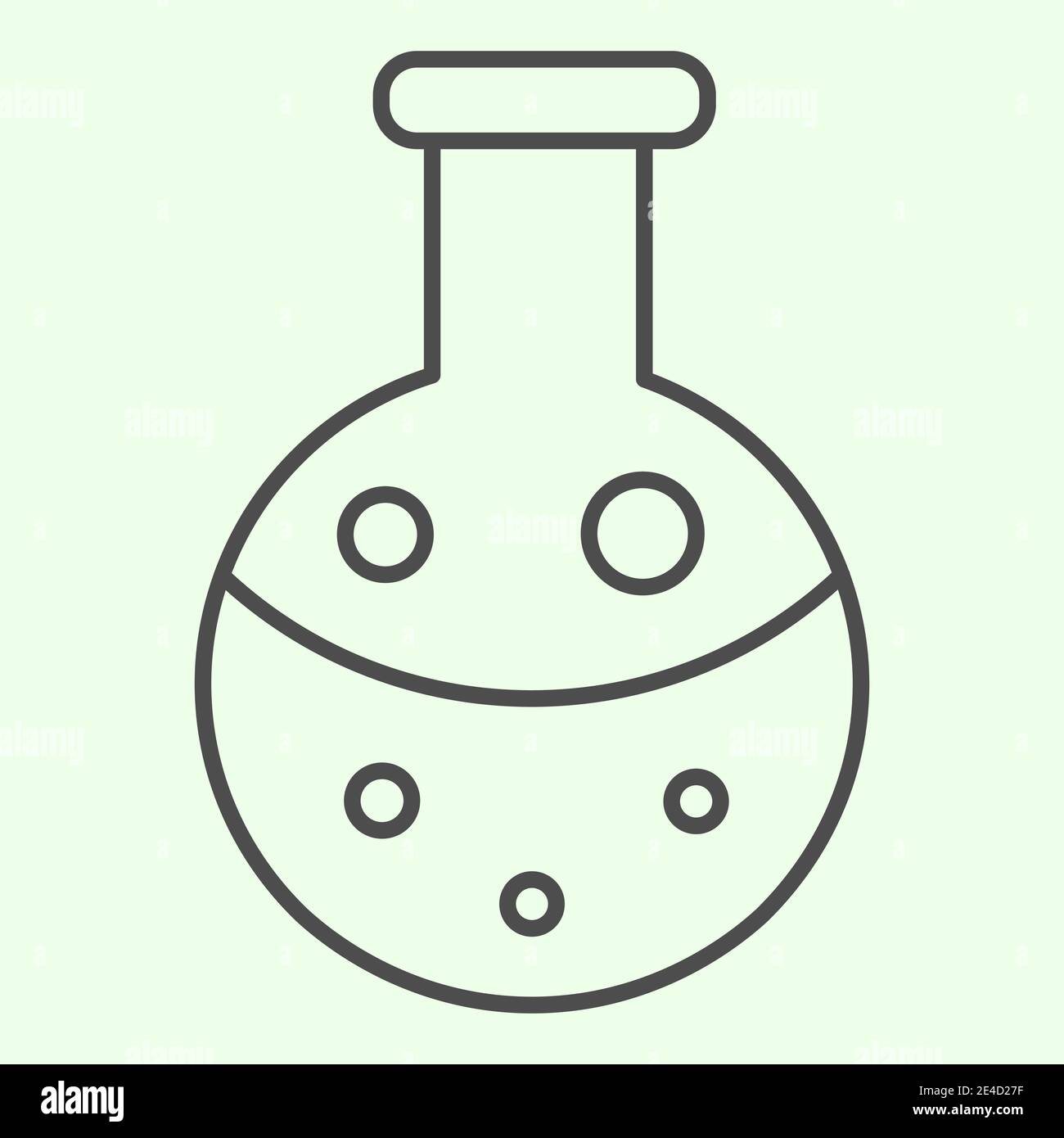 Reagent thin line icon. Chemistry lab flask with liquid outline style ...