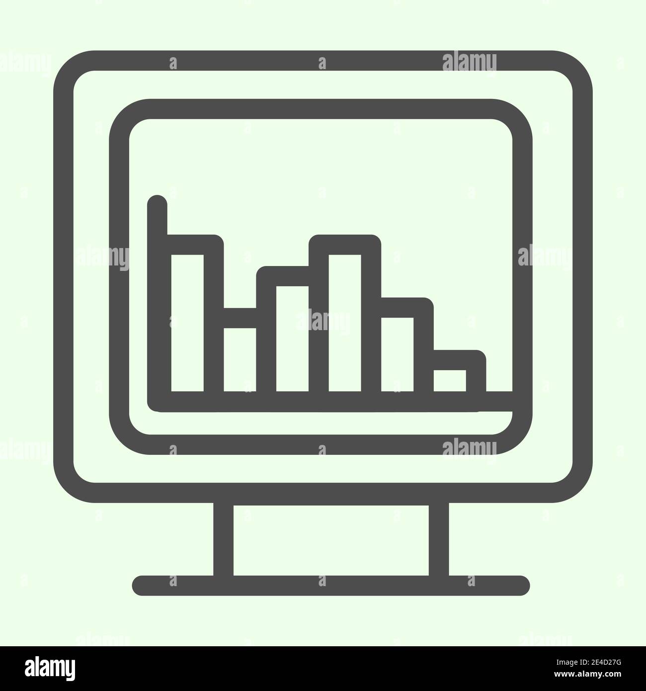 Computer graph line icon. Analytic or statistics chart on monitor ...