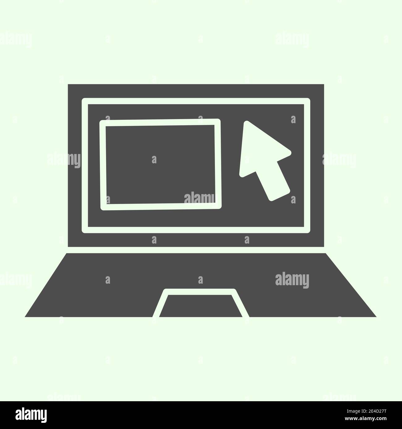 Laptop solid icon. Office Notebook with mouse cursor and website on ...