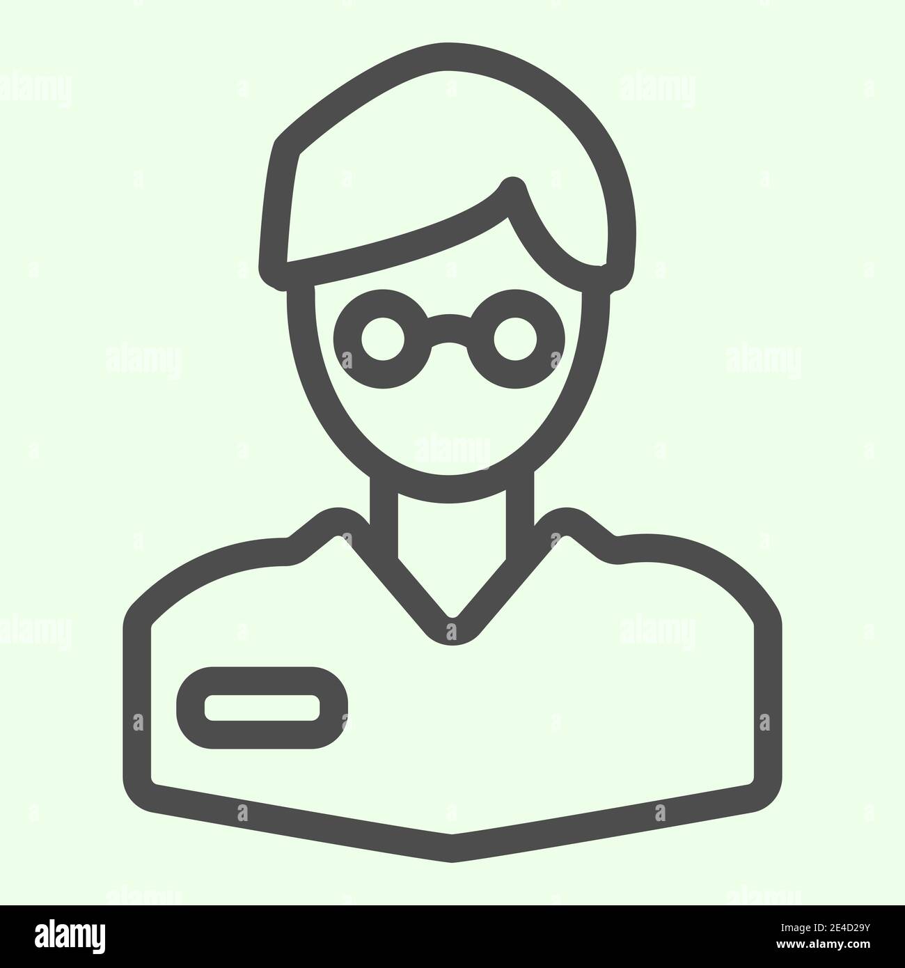 Scientist line icon. Researcher or chemist man in spectacles outline ...