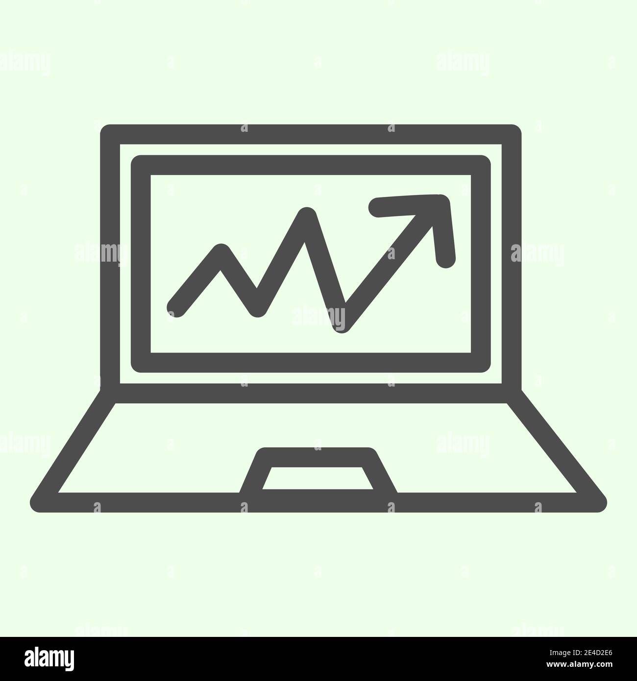Computer graph line icon. Analytic or statistics chart on monitor ...