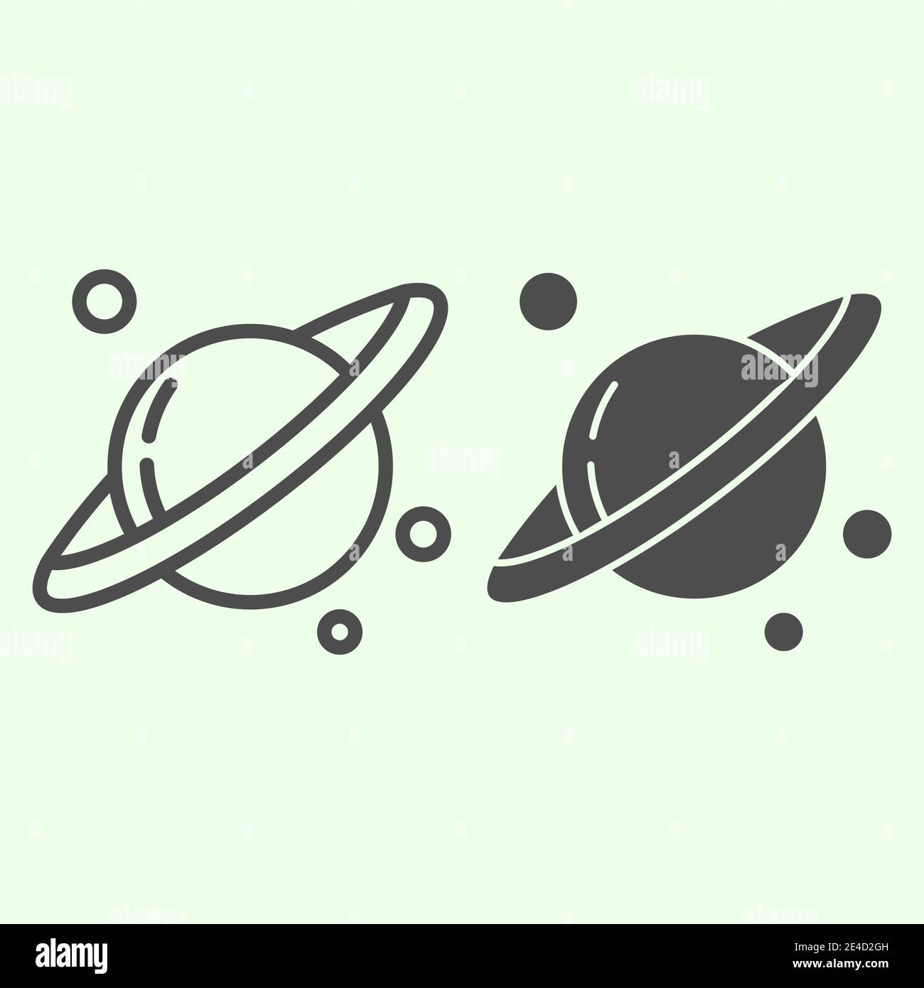 Space and planets line and solid icon. Planet Saturn with solar ...