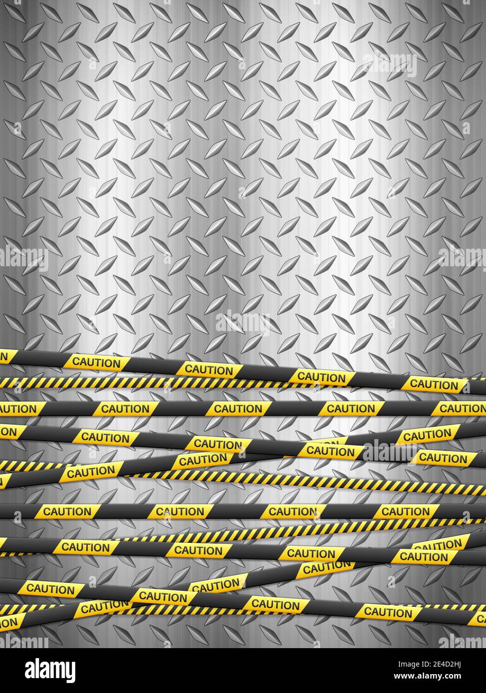 Caution tape on metal background. Vector illustration Stock Photo - Alamy