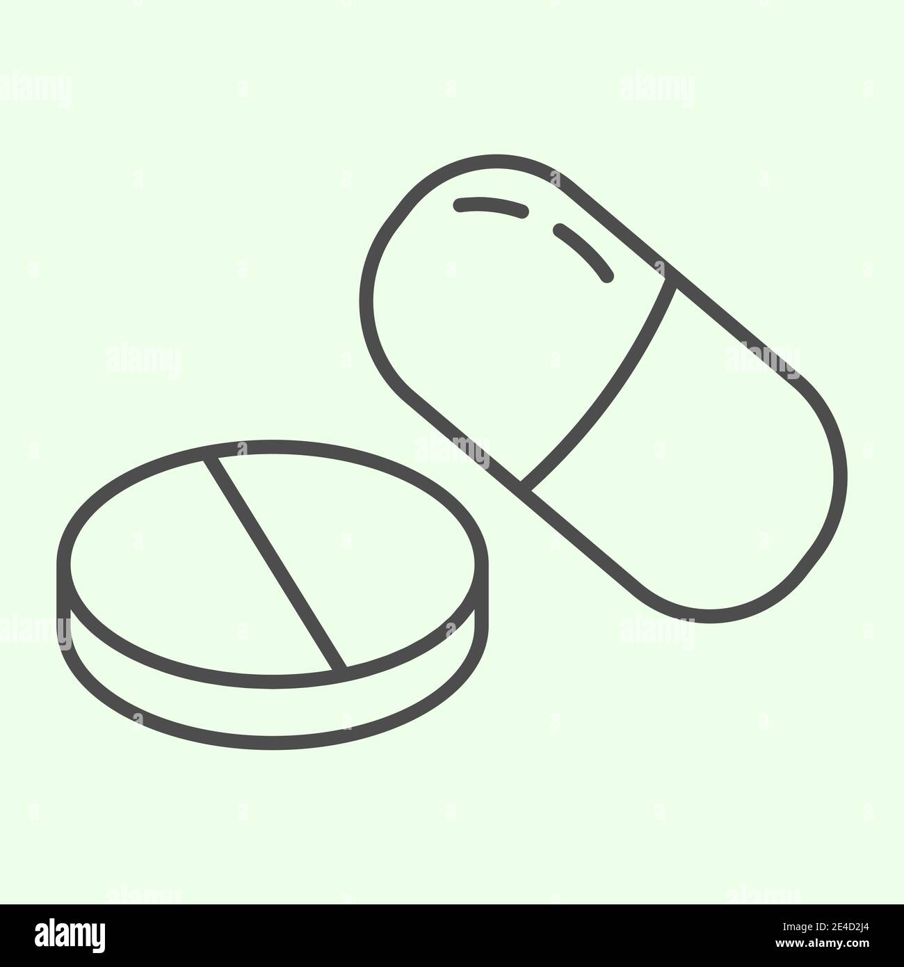 Medicine thin line icon. Medical pill and capsule outline style ...