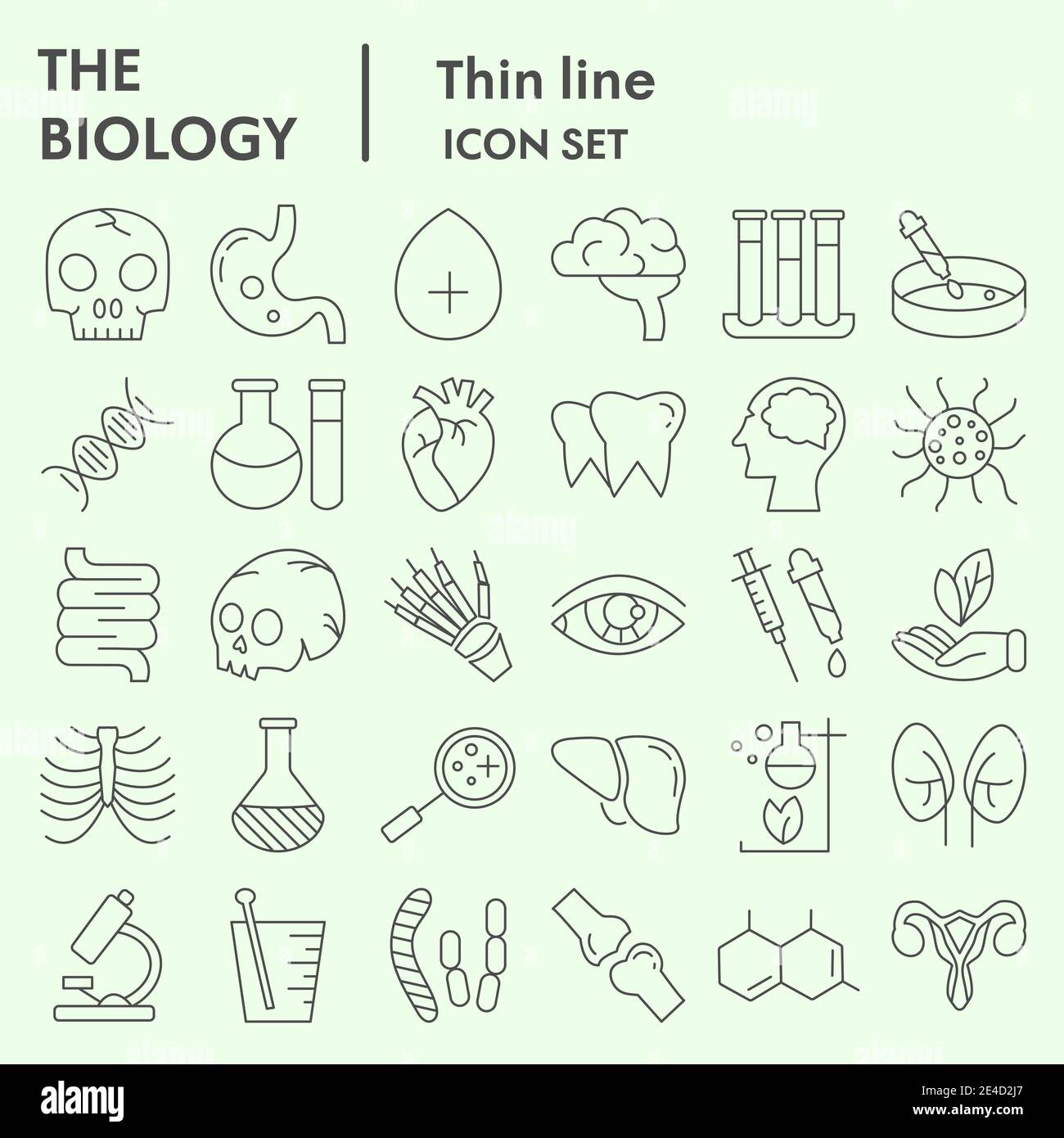 Biology thin line icon set, science and health symbols set collection ...
