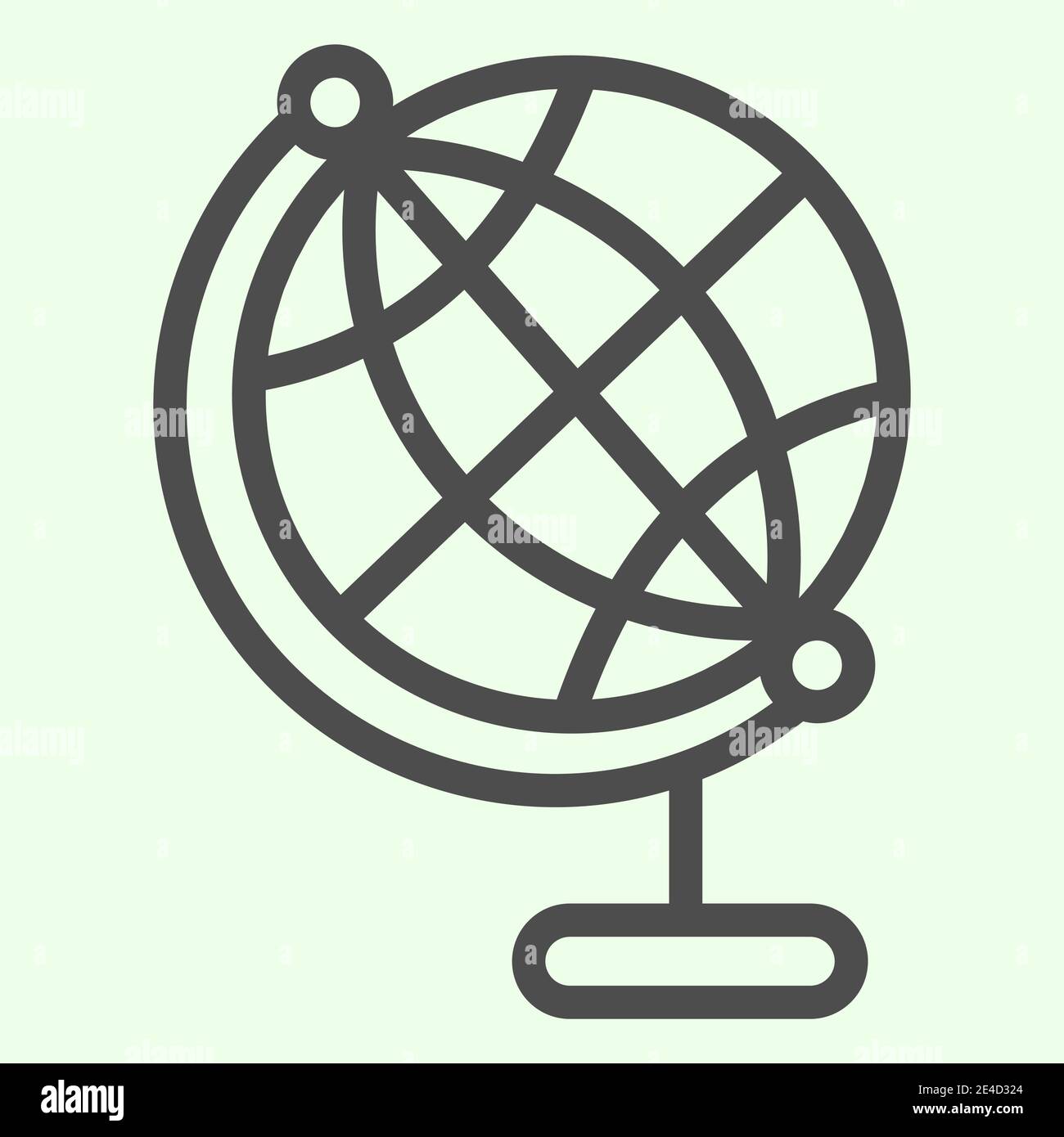 Globe line icon. Planet Earth world sphere on stand outline style ...
