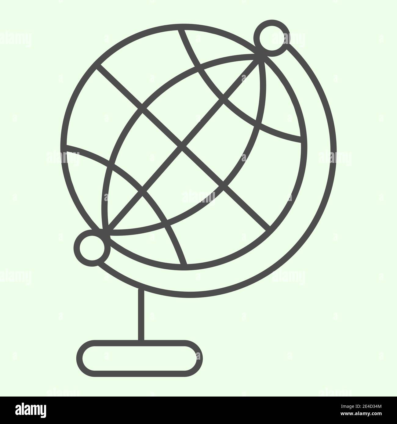 Globe thin line icon. Planet Earth world sphere on stand outline style ...