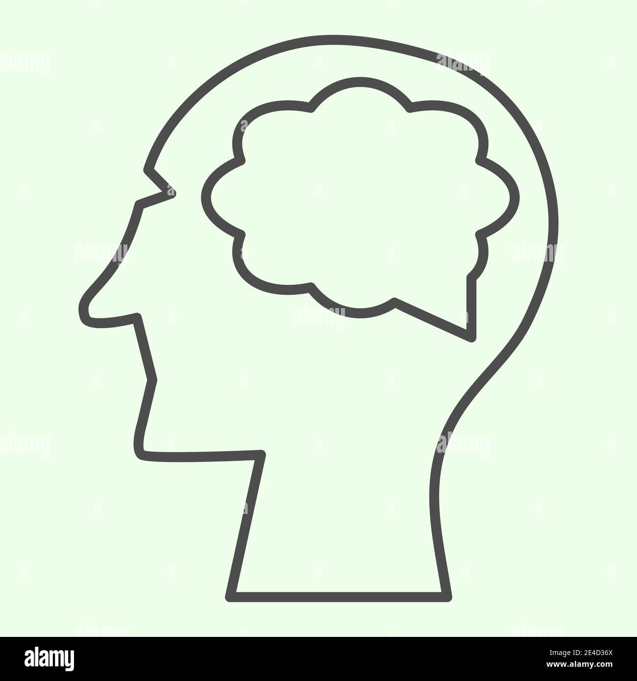 Man brain thin line icon. Human head thinking a new idea outline style ...