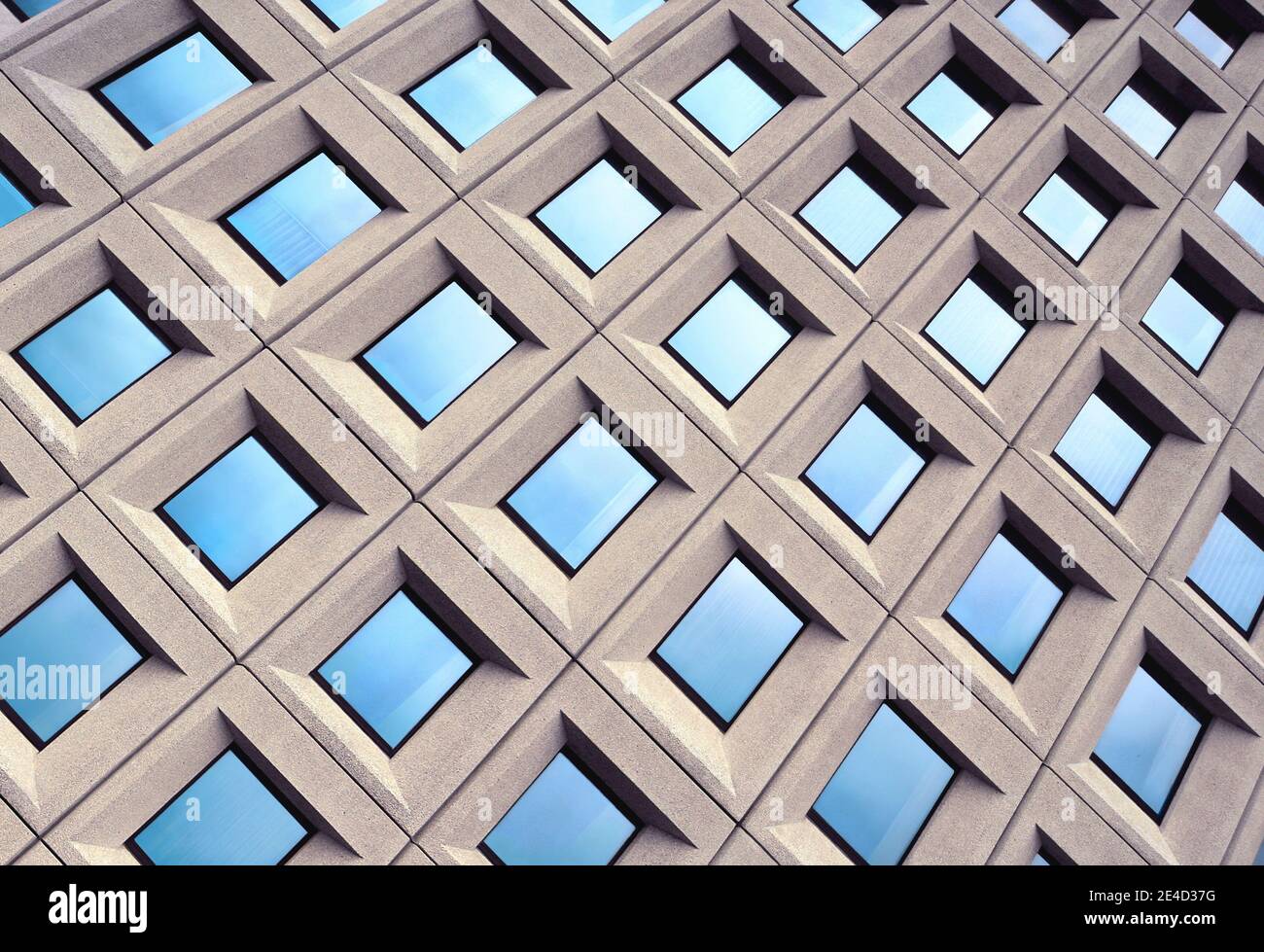 Blue Windows Architecture Symmetric Pattern on Modern Building Exterior ...
