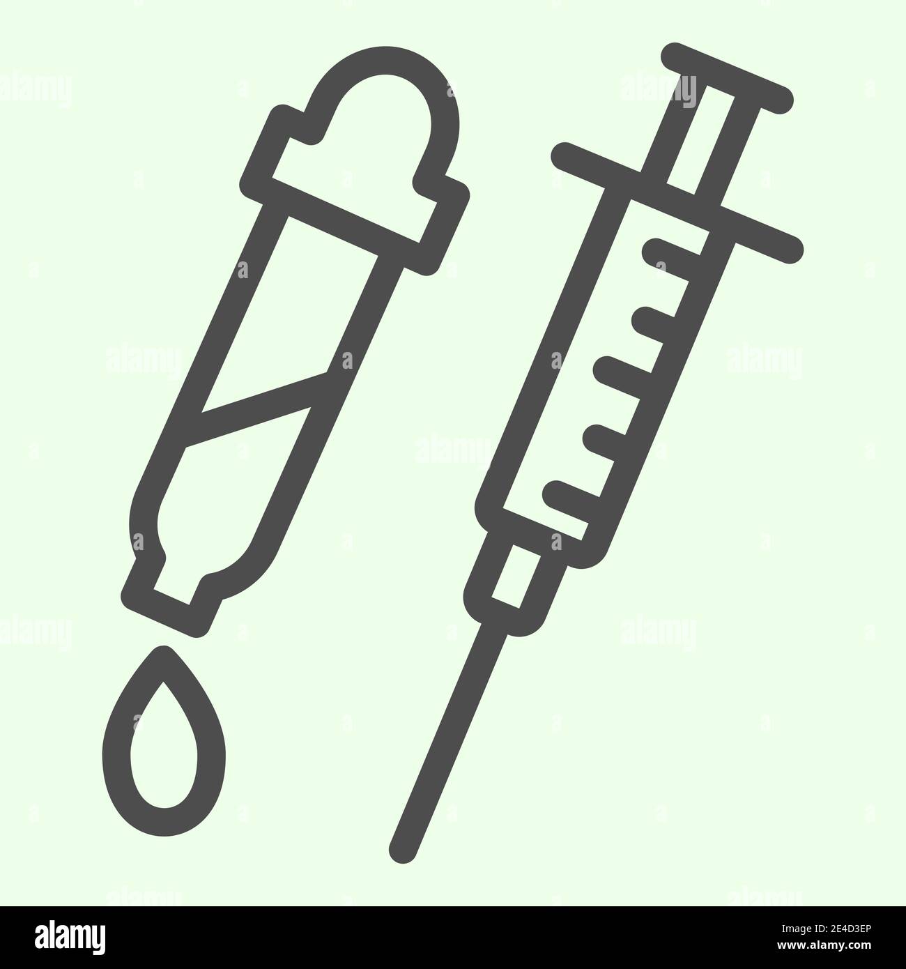 Injection line icon. Medical syringe for vaccination and pipette ...
