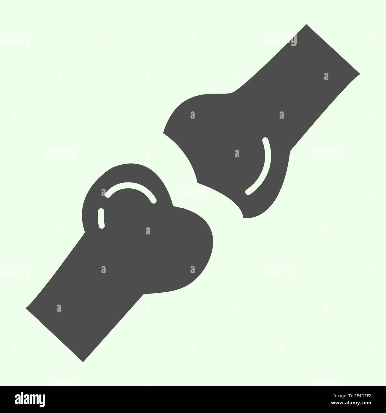 Bones solid icon. Human body knee joint bone glyph style pictogram on ...