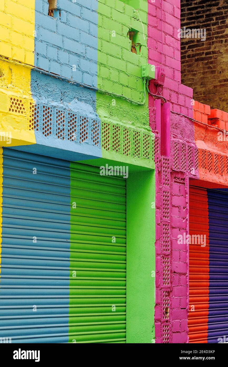 Colorful wall in one of the streets of the city, urban Stock Photo - Alamy