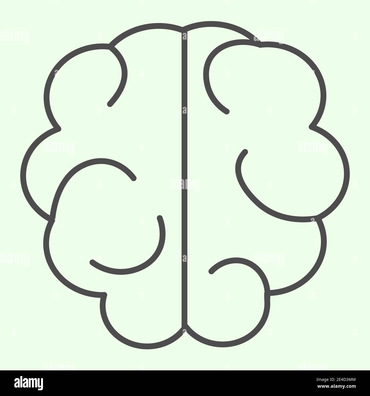 Brain thin line icon. Human mind or intelligence symbol outline style ...