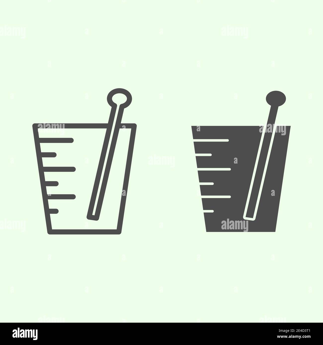 Urine test analysis line and solid icon. Laboratory beaker outline ...