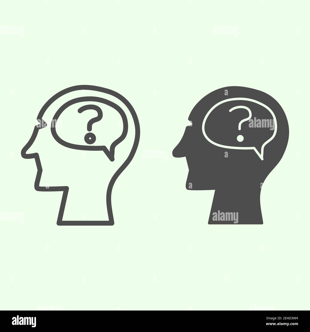 Idea line and solid icon. Human head with idea question mark outline ...