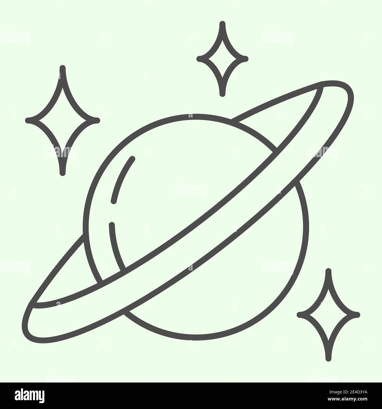 Saturn thin line icon. Planet with stars in space outline style ...