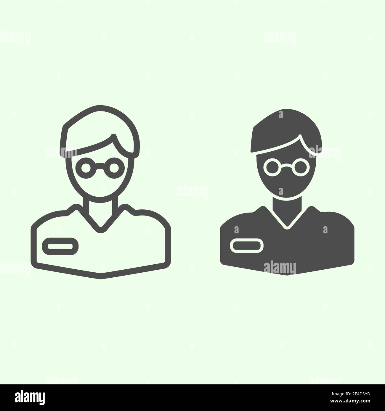 Scientist line and solid icon. Researcher or chemist man in spectacles ...
