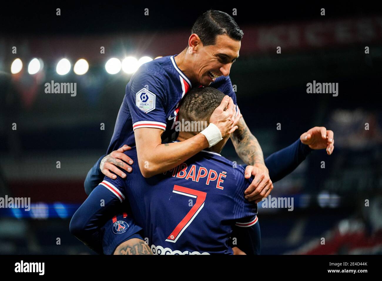 Angel Di Maria (PSG) celebrates the first goal of Kylian Mbappe (PSG ...