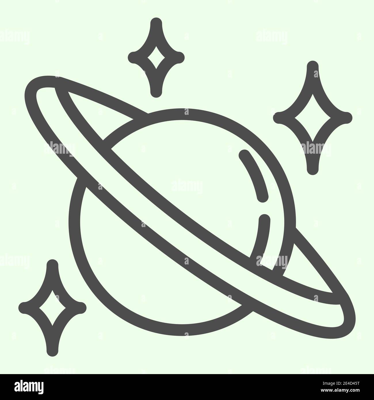 Saturn line icon. Planet with stars in space outline style pictogram on ...