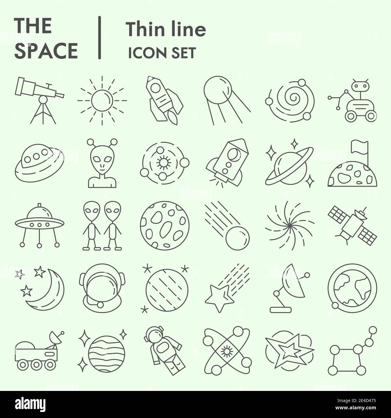 Space thin line icon set, universe symbols set collection or vector ...