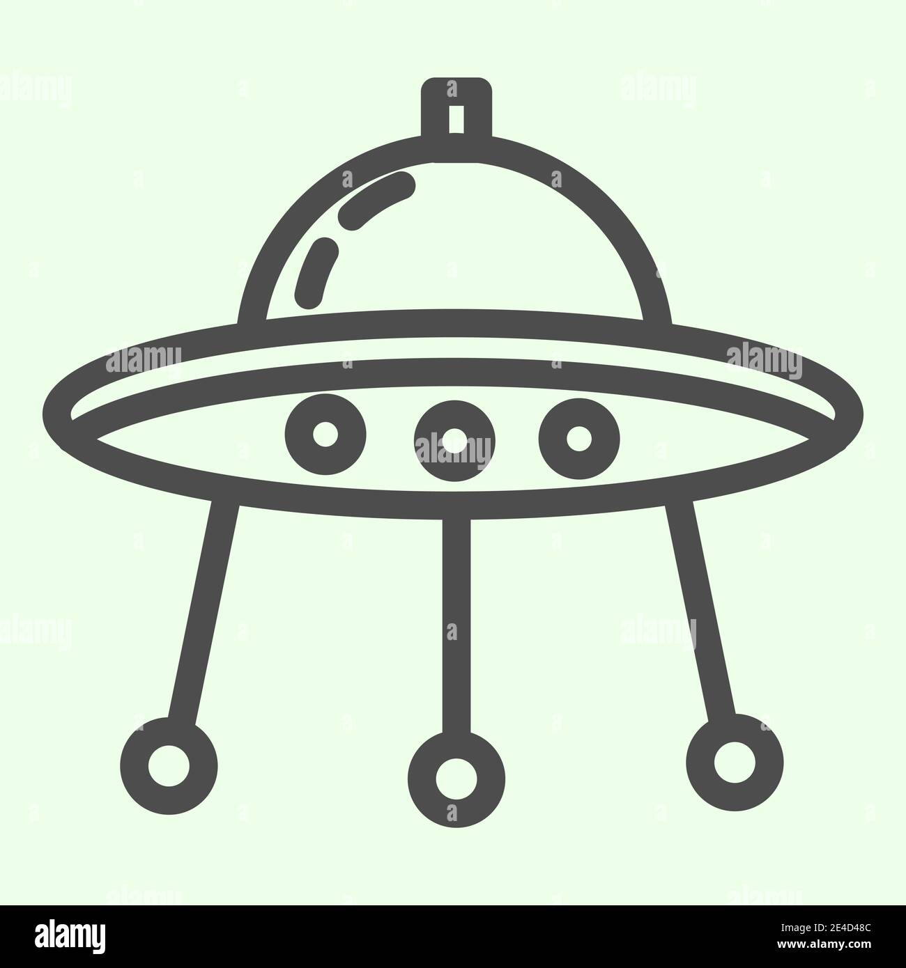 Alien spaceship line icon. Spacecraft or ufo ship plate outline style ...